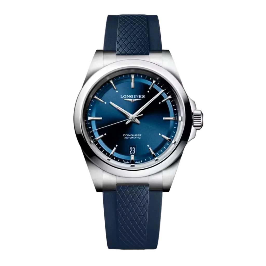 Conquest Blue Dial and Rubber Strap 38MM Watch – Kury Alta Relojeria