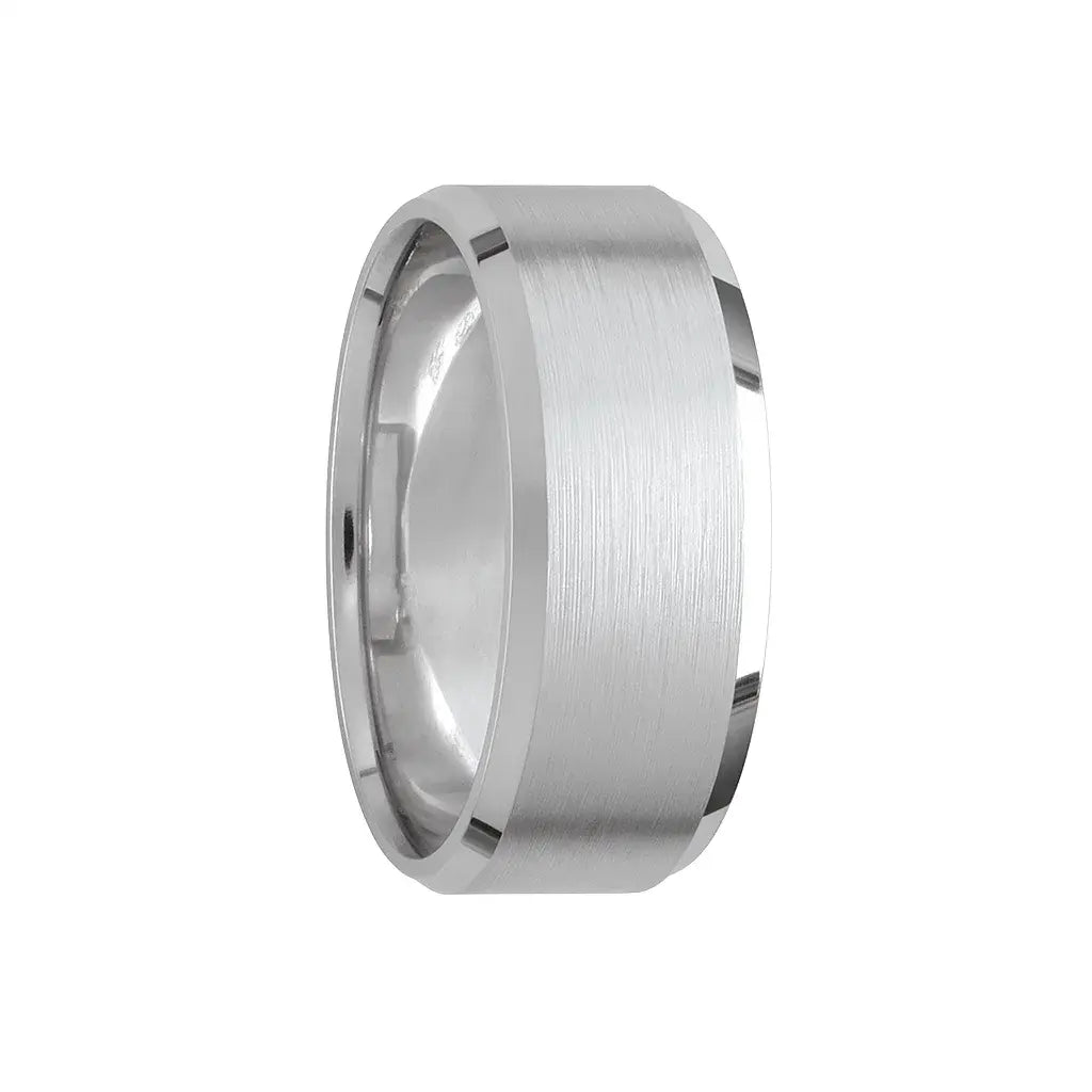 8MM White Gold Diagonal Cut Brushed Center Ring – Kury Alta Relojeria