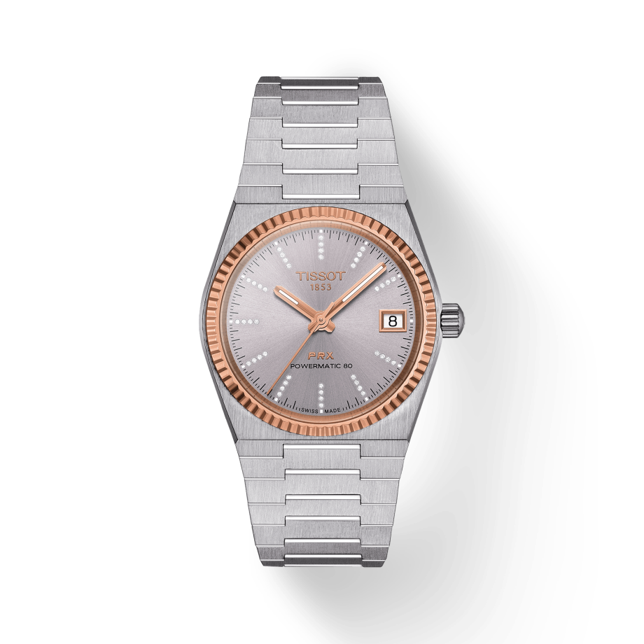 PRX Powermatic 80 35MM 18K Rose/Steel Diamonds – Kury Alta Relojeria